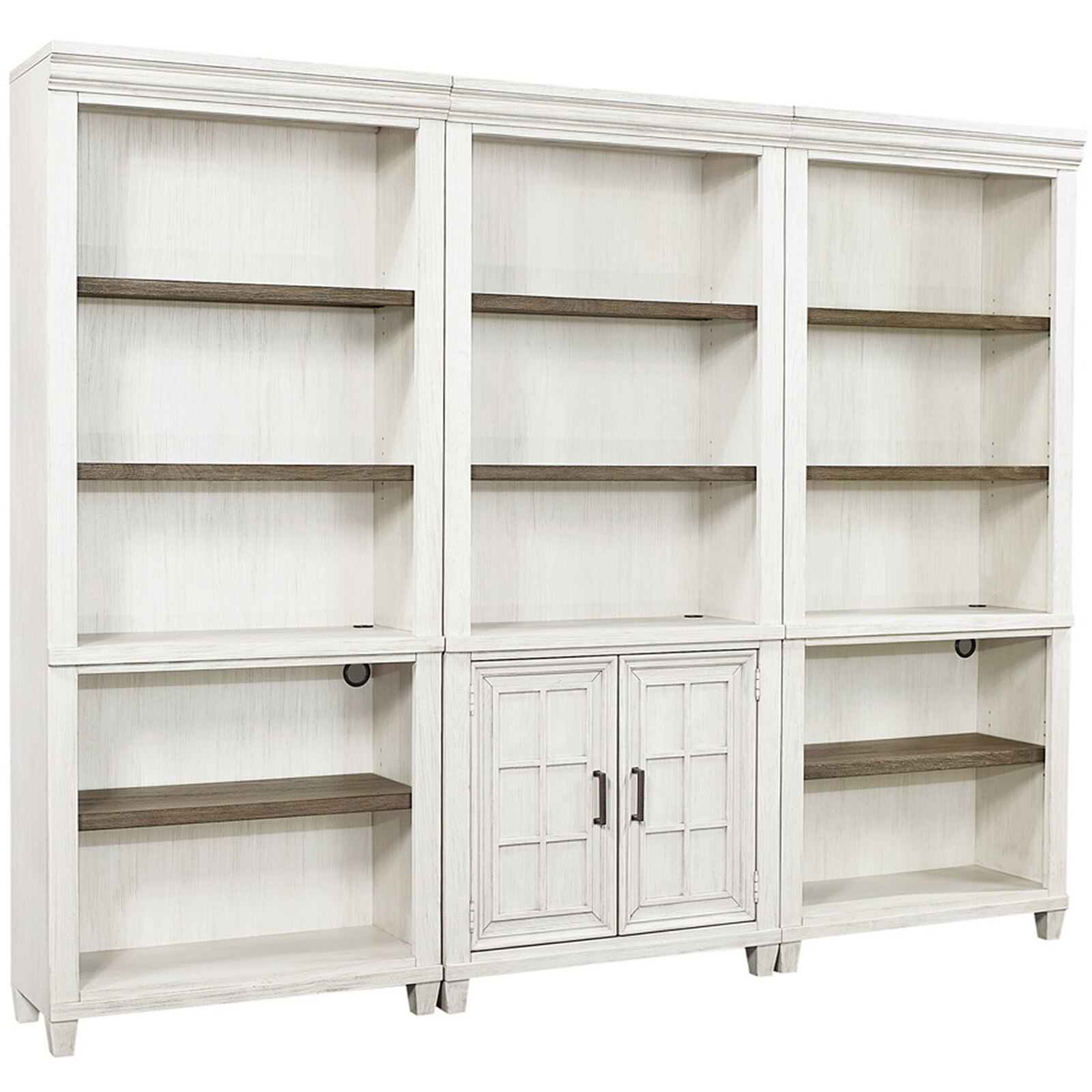 Aspenhome Caraway 96" x 76" Wall Bookcase Aged Ivory Finish