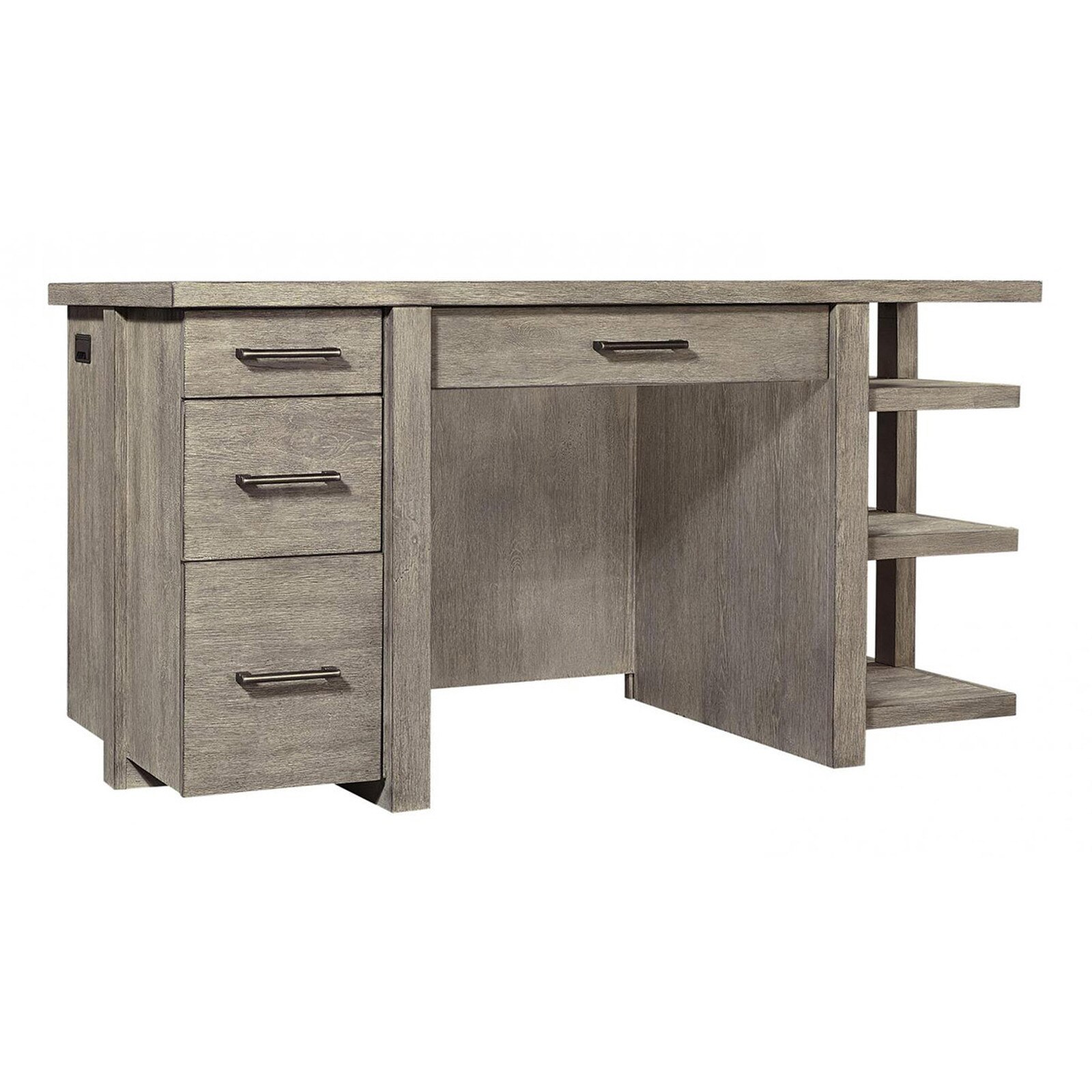 Aspenhome Platinum 60" Executive Desk with Open Shelf Gray Linen Finish