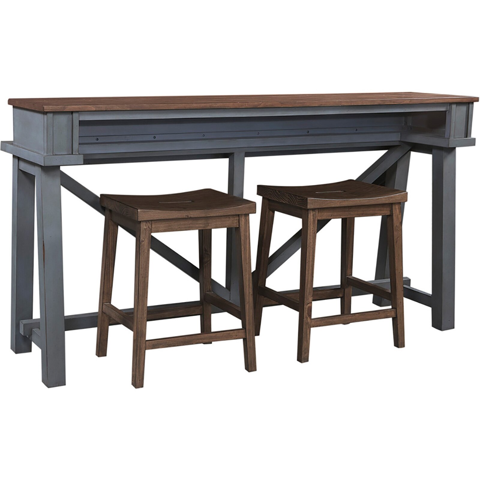 Aspenhome 68" Pine Console Bar Table with Stool