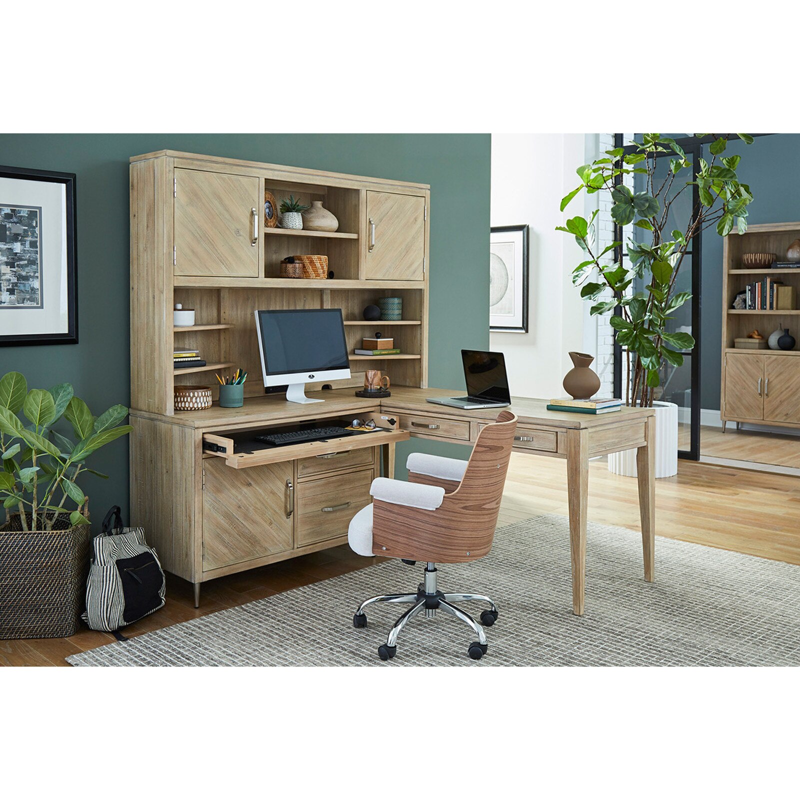 Aspenhome 66" x 76" Modular Corner Desk Wall Unit with Hutch