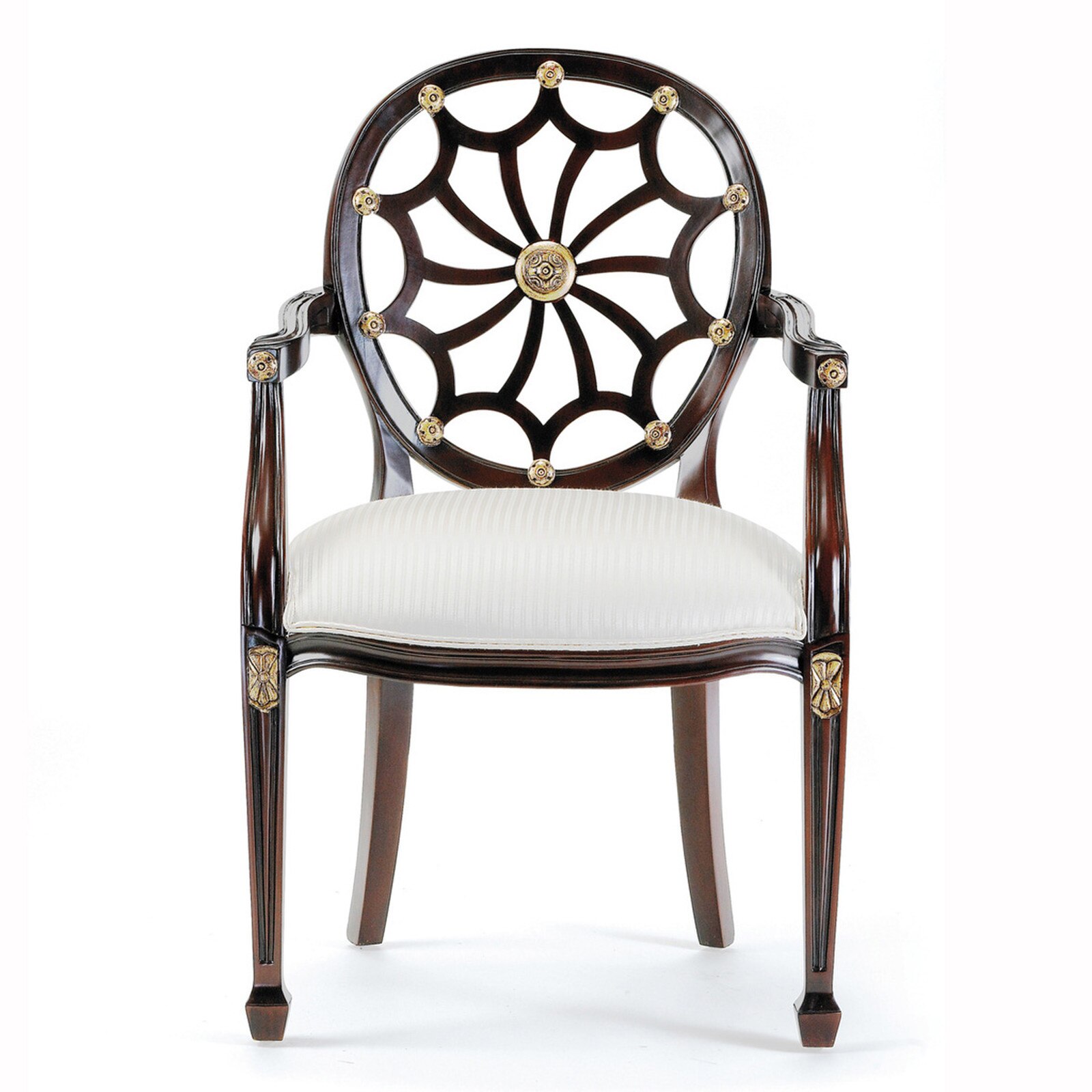 Alden Parkes 38" Spider Mahogany Wood Arm Accent Chair - 18th Century