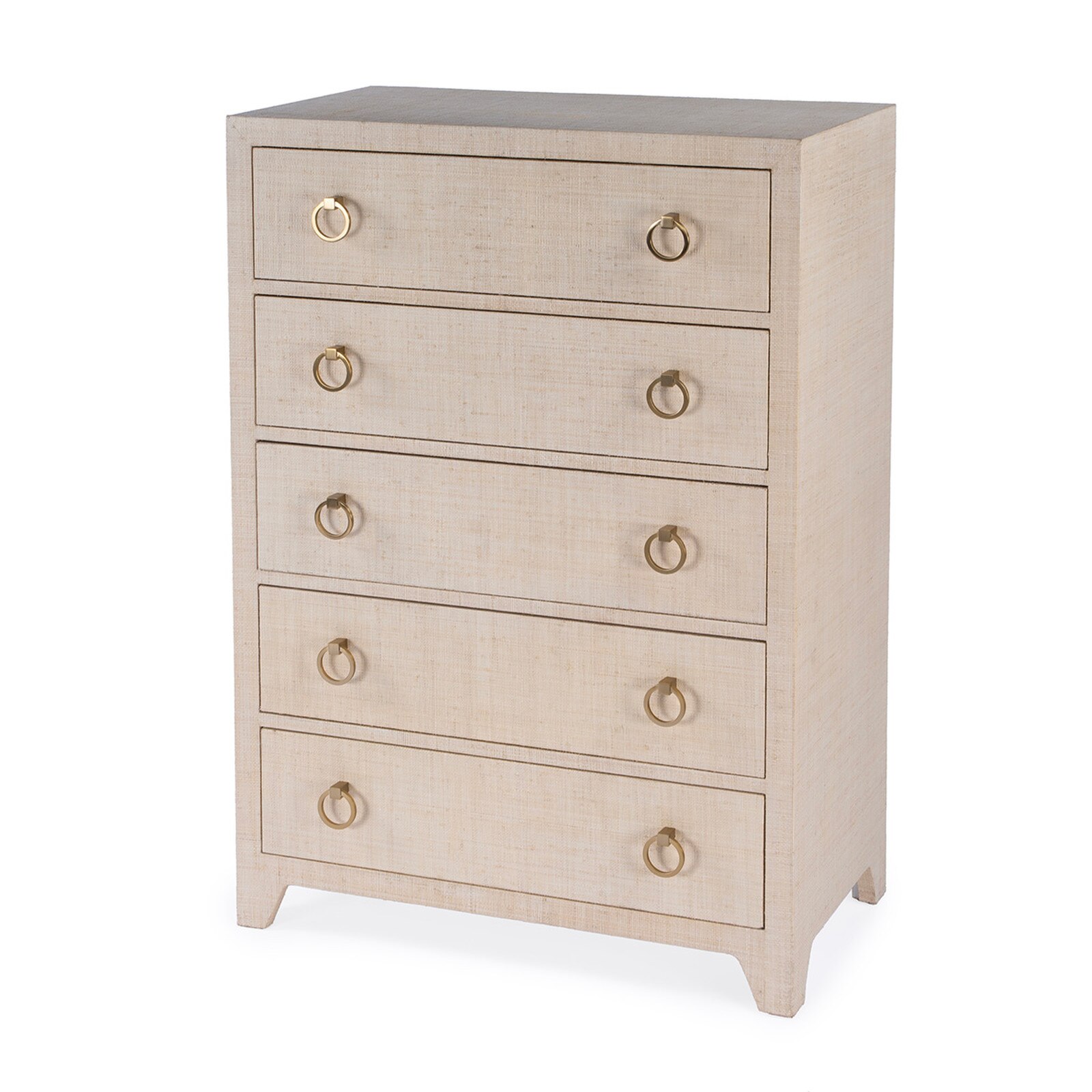 Butler 32" x 45" 5-Drawer Bar Harbor Natural Raffia Single Dresser