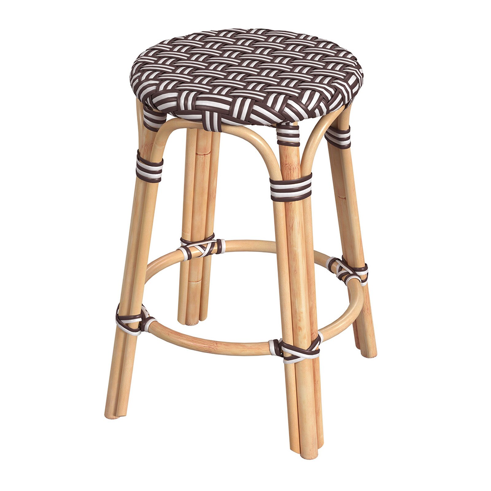 Butler 24" Tobias Round Rattan Counter Stool - Burgundy