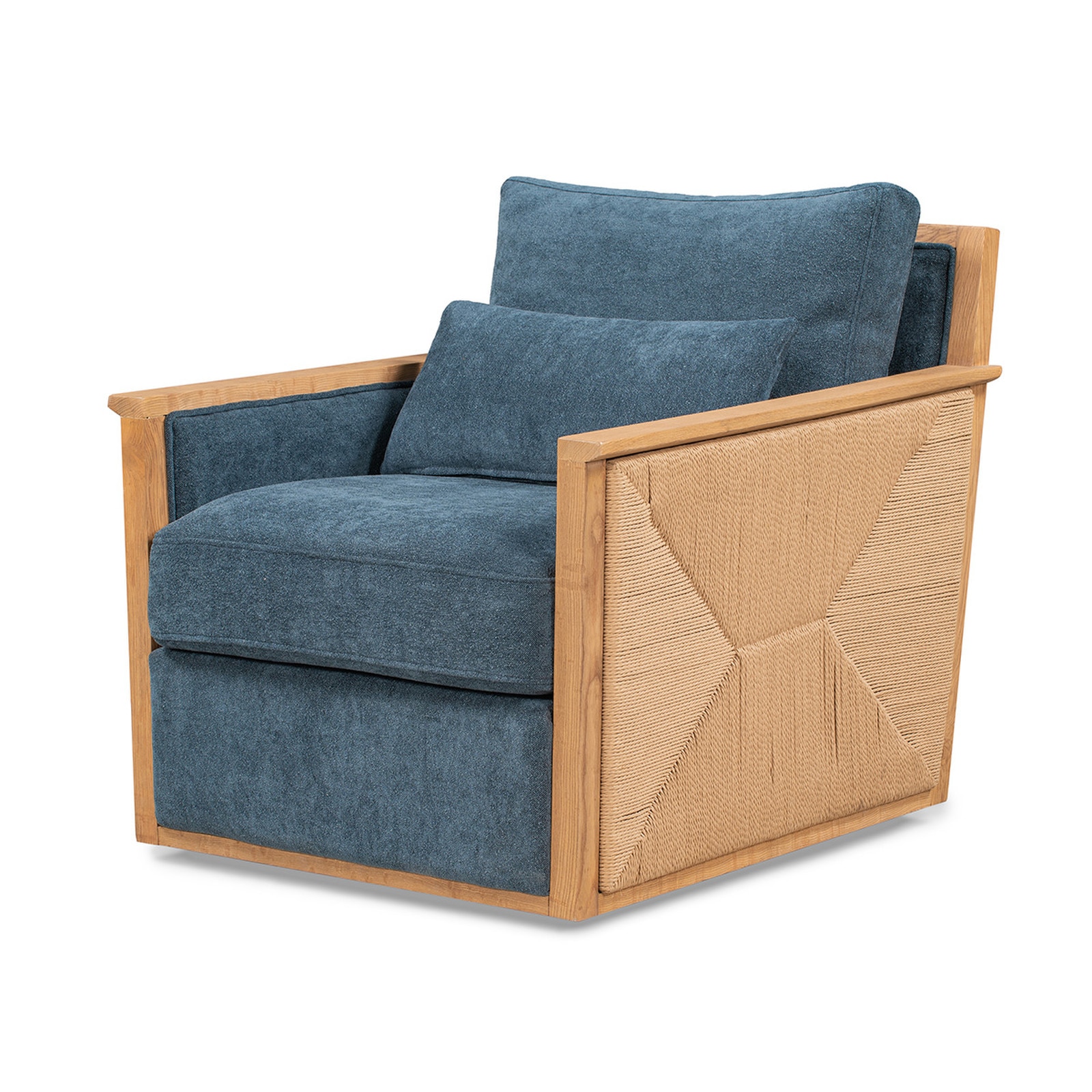 Classic Home Furniture 32" Norman Ash Wood Swivel Accent Chair - Blue