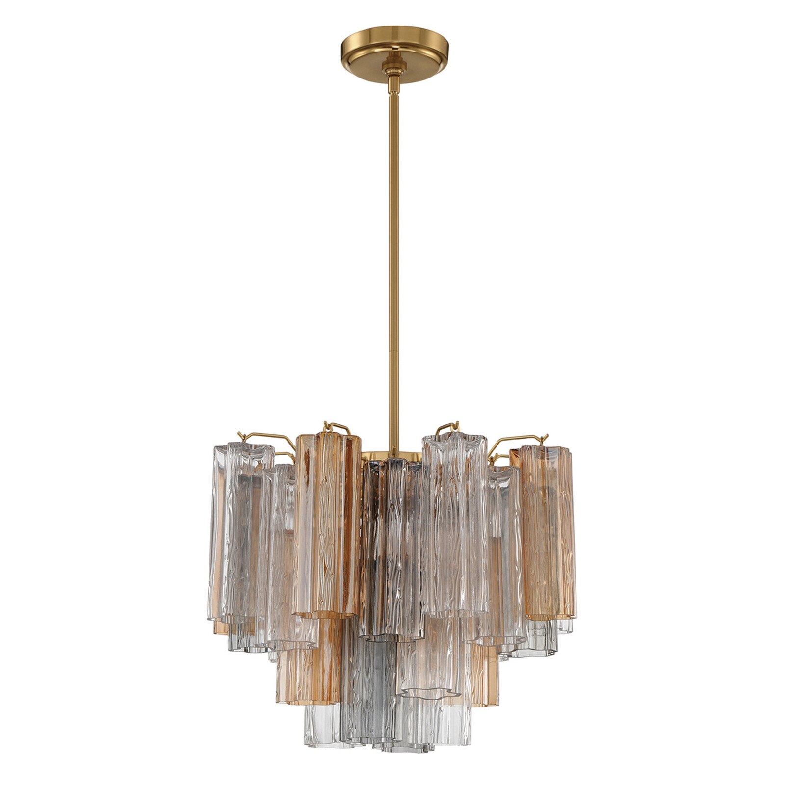 Crystorama 4-Light Addis Aged Brass Chandelier - Tronchi Glass Autumn