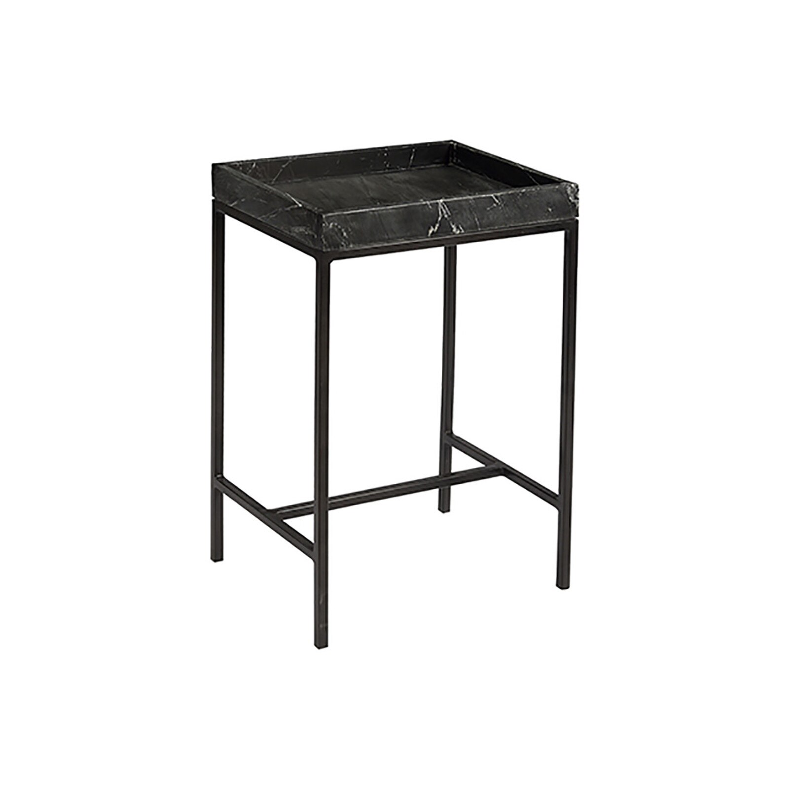 24" Dovetail Furniture Vargo Black Marble Side Table