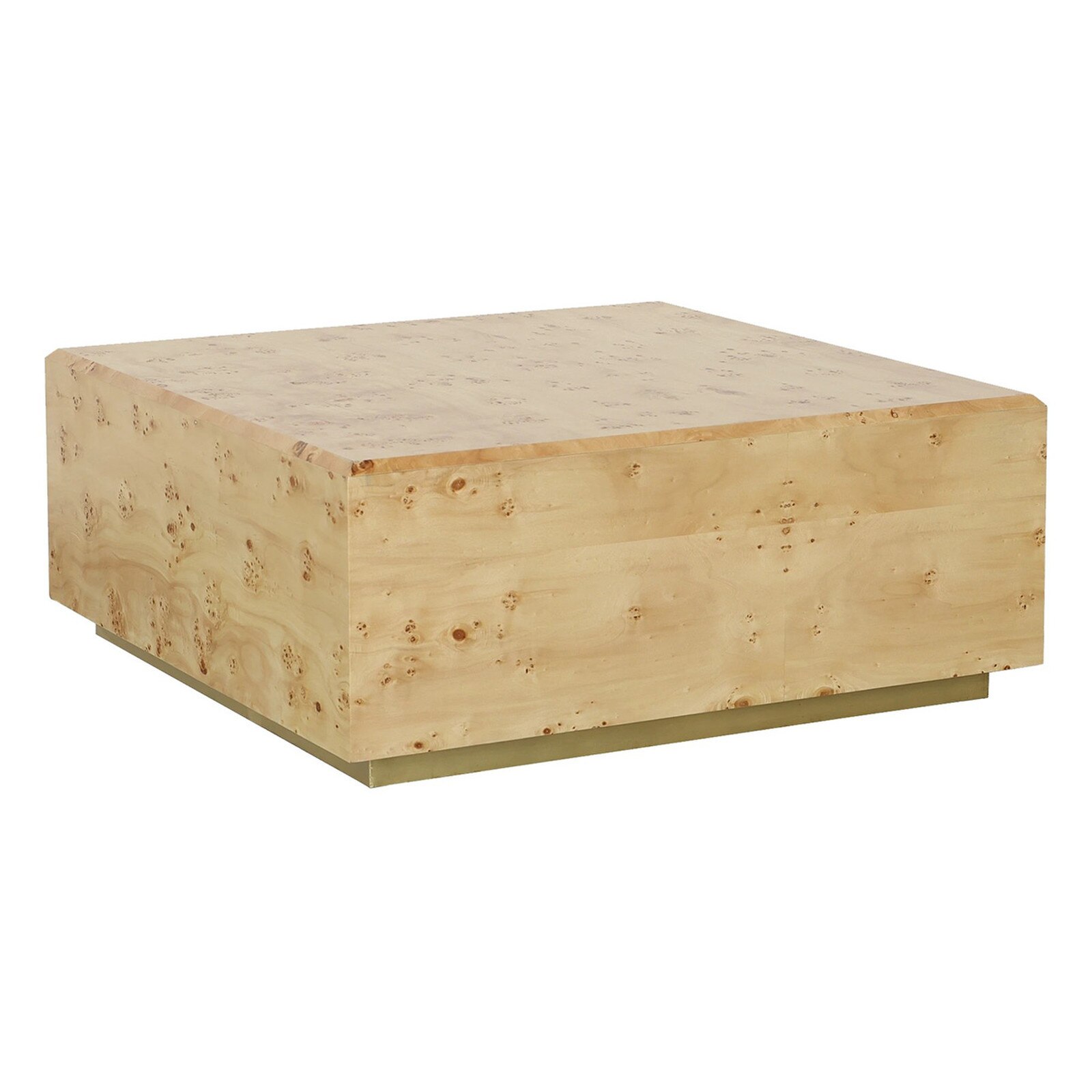 Fair Field 40" Sequoia Square Burl Veneer Cocktail Table with Brushed ...