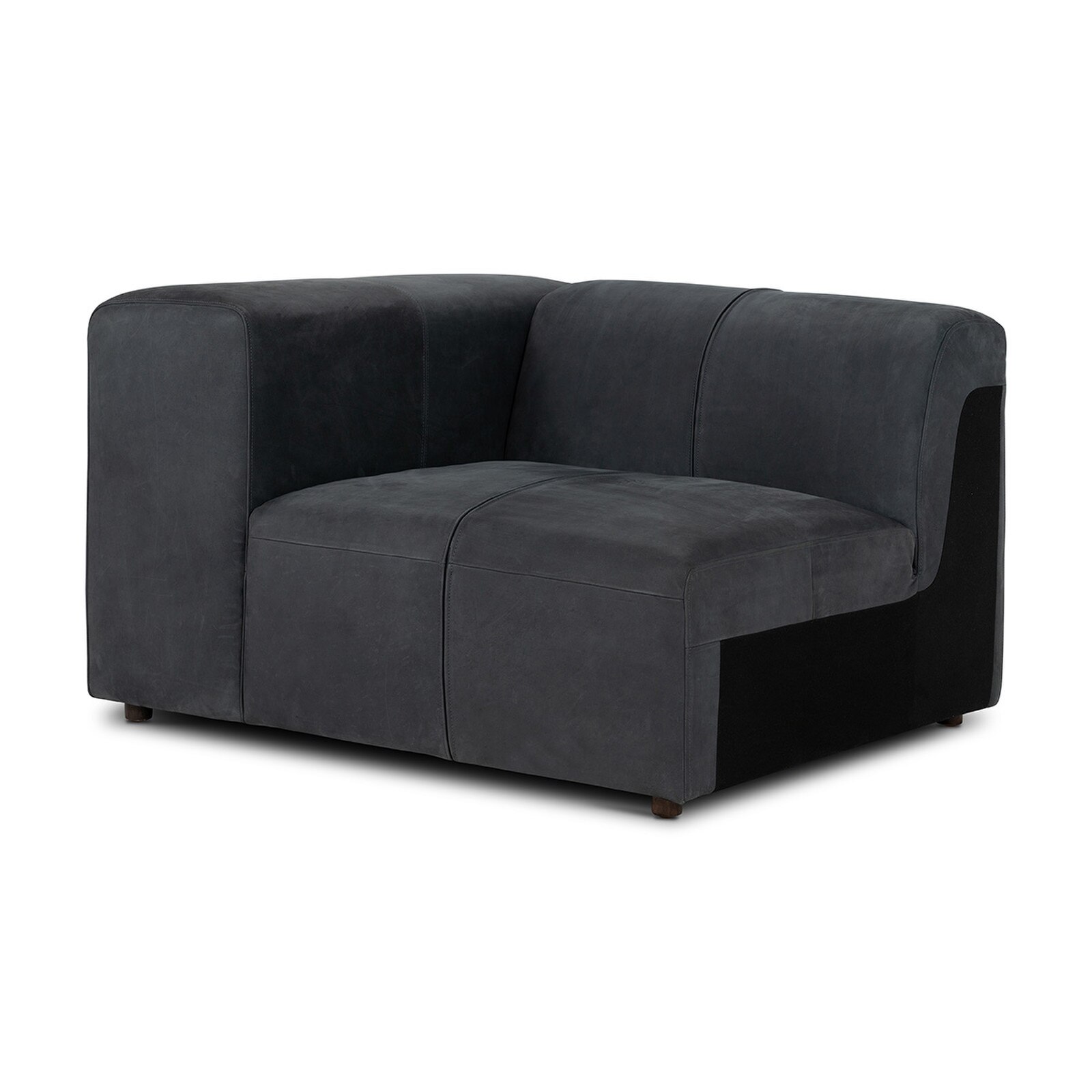 26" Four Hands Stefano Left Arm Facing Modena Midnight Leather Chair