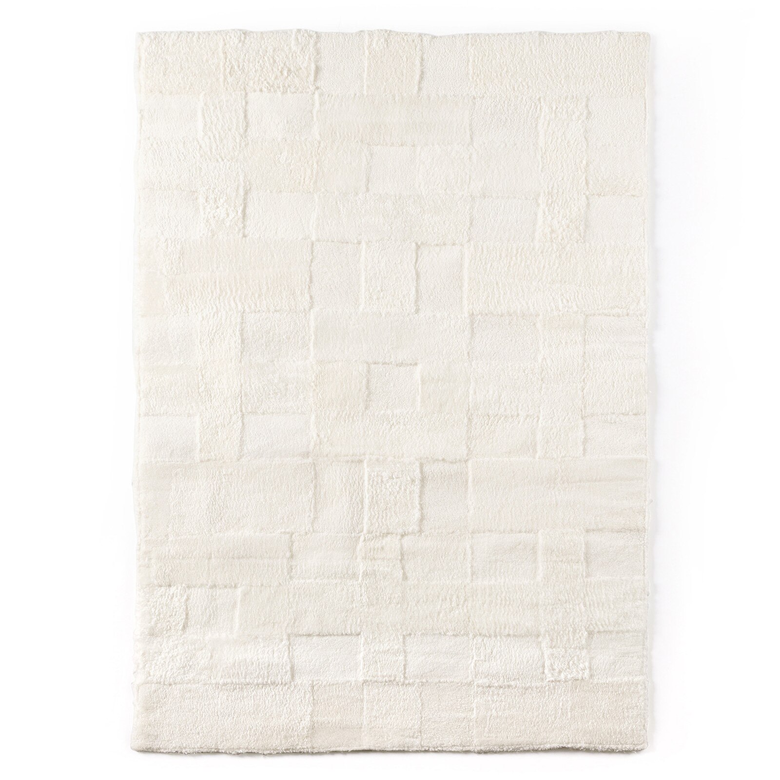 96" x 120" Four Hands Patchwork Cream Shorn Shearling Rug