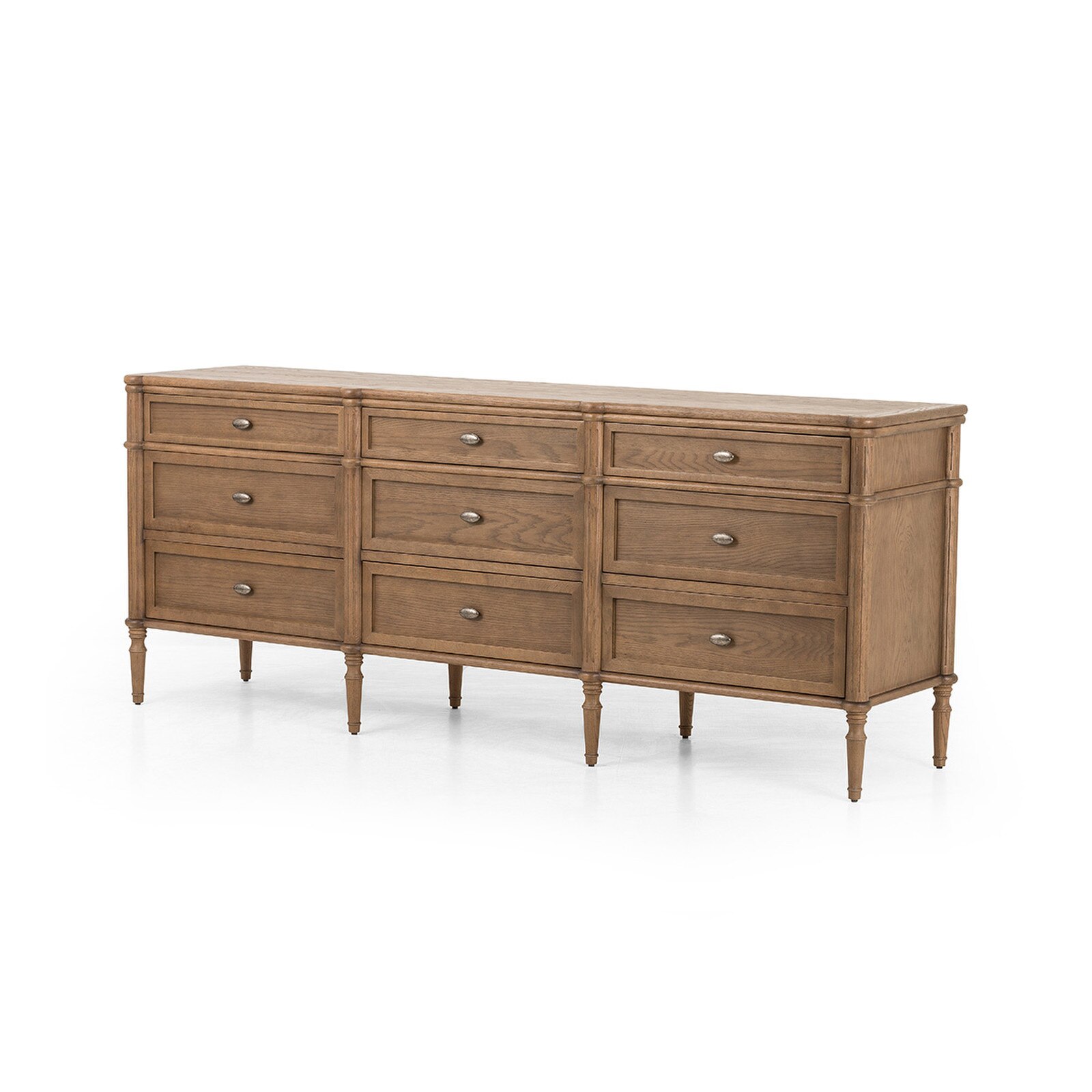 34" Four Hands 9-Drawer Toulouse Toasted Oak Triple Dresser