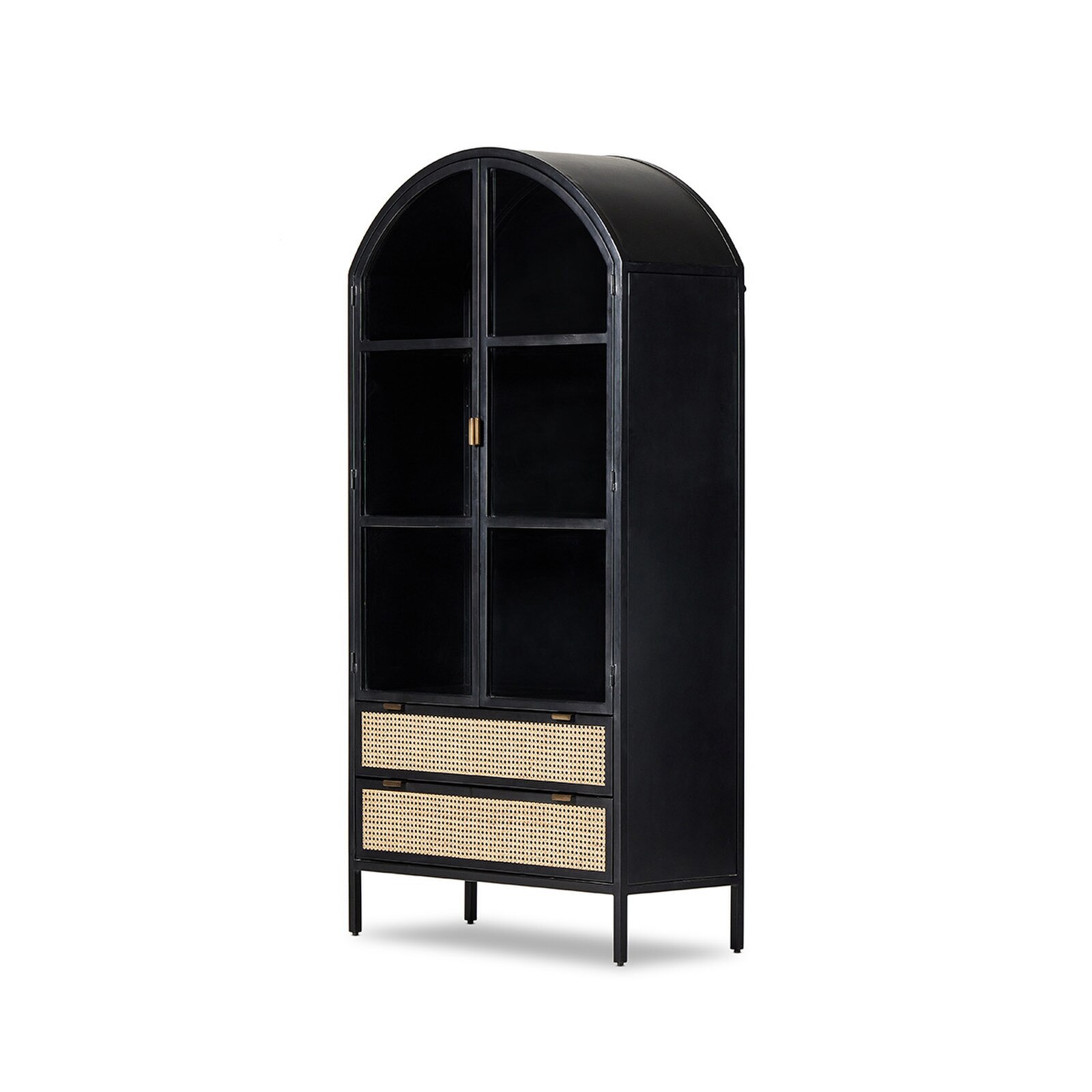 Four Hands 39" x 78" Neve Sandblasted Vintage Black Iron Display Cabinet