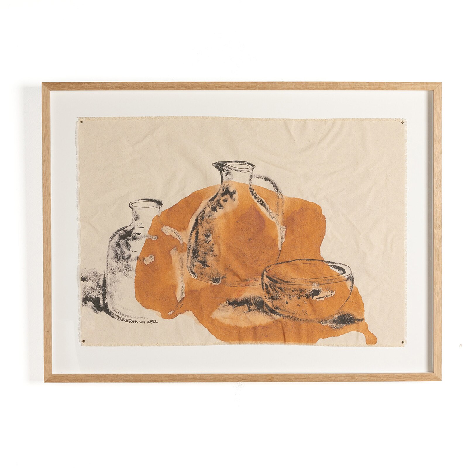 40" x 30" Four Hands Still Life Study by Santhosh Ch Vertical Grain Oak ...