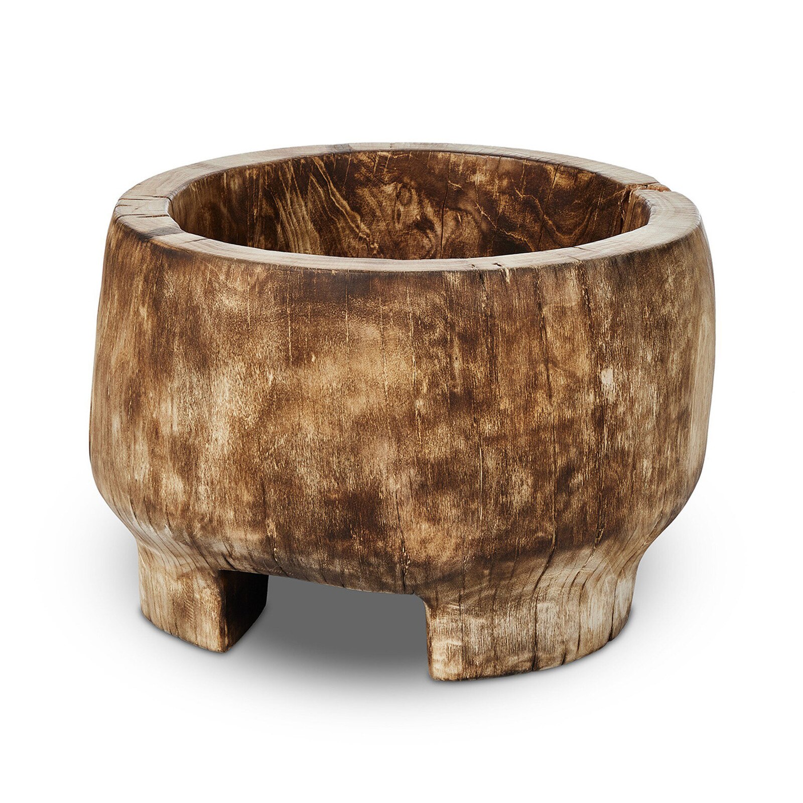 Four Hands Tazia Solid Mixed Reclaimed Wood Bowl - Burnt