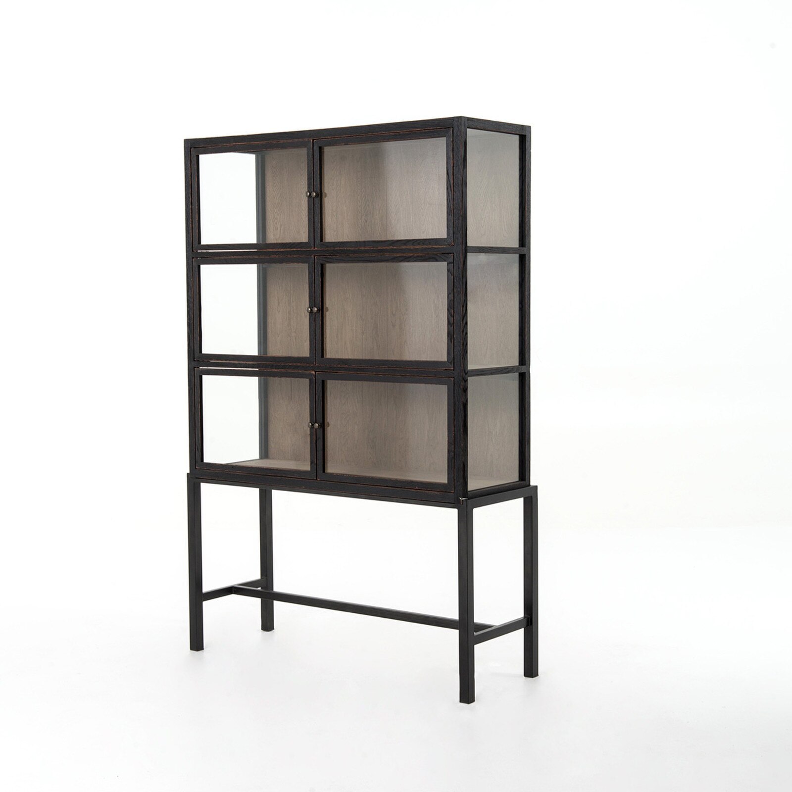 Four Hands 46" x 69" Spencer Rustic Black Iron Curio Cabinet