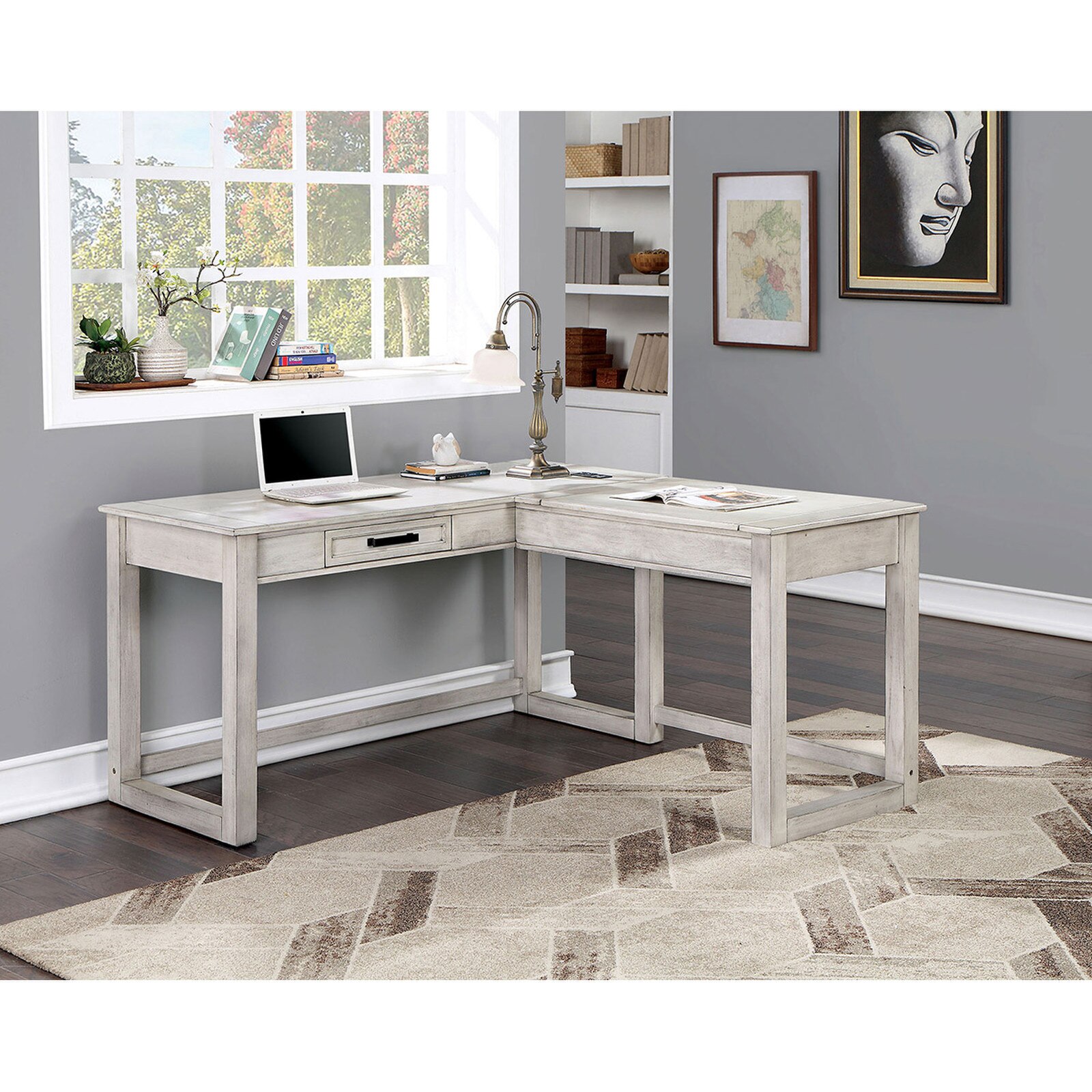 Furniture of America 24" Solid Wood Lift Top Corner Computer Desk