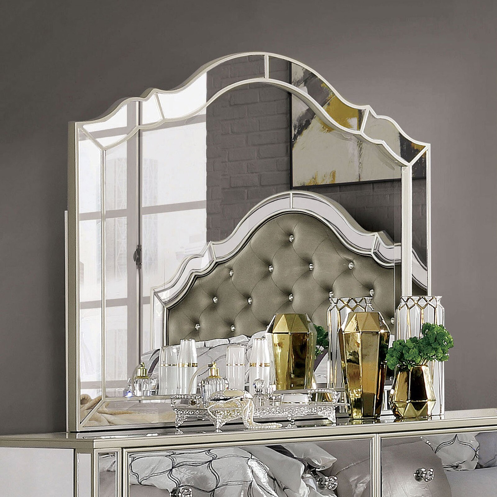 Furniture of America Eliora Solid Wood Wall Mirror