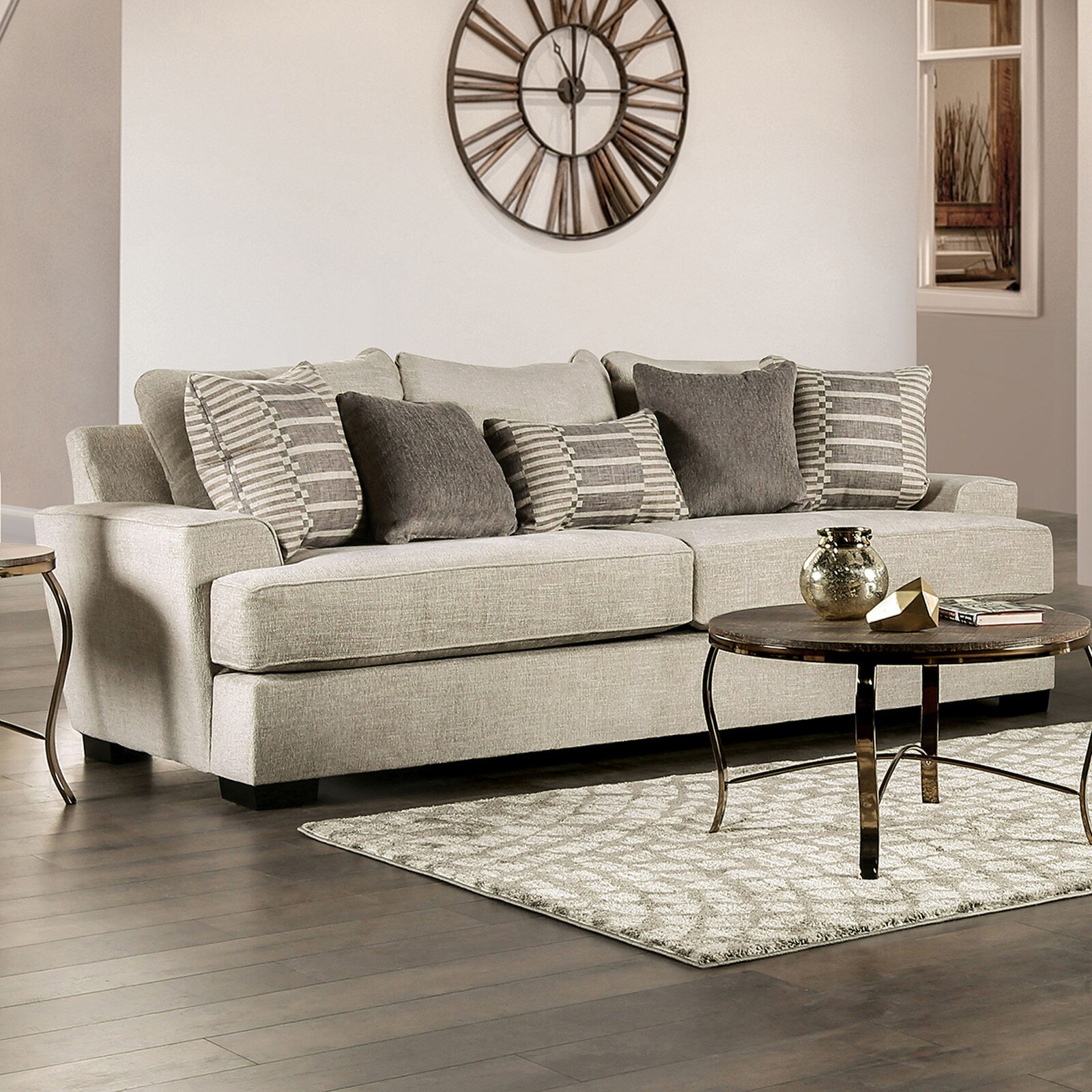 Furniture of America Holborn Beige Solid Wood Sofa