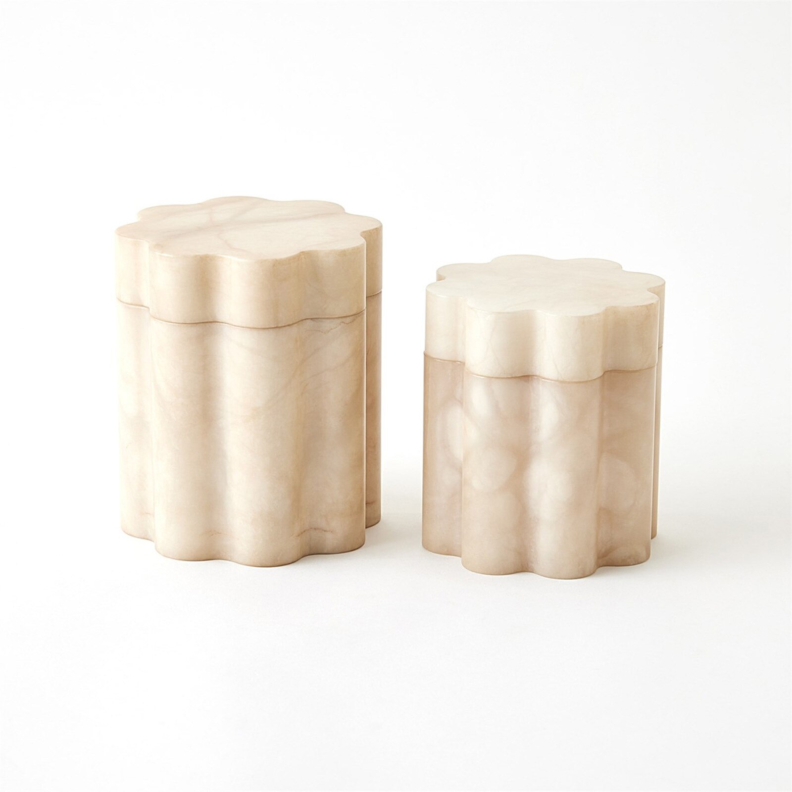 Global Views Cumulus Small Tall Cream Alabaster Box