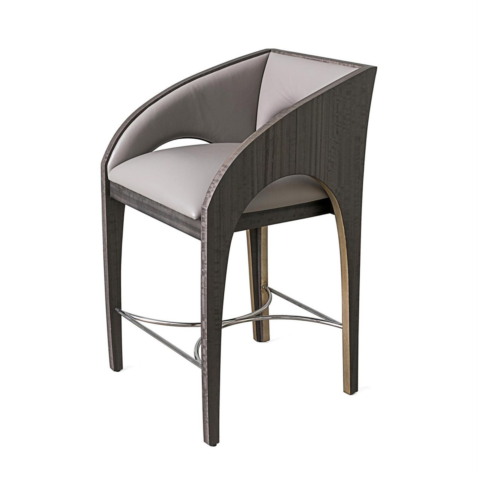 Global Views Arches Gray Leather Counter Stool