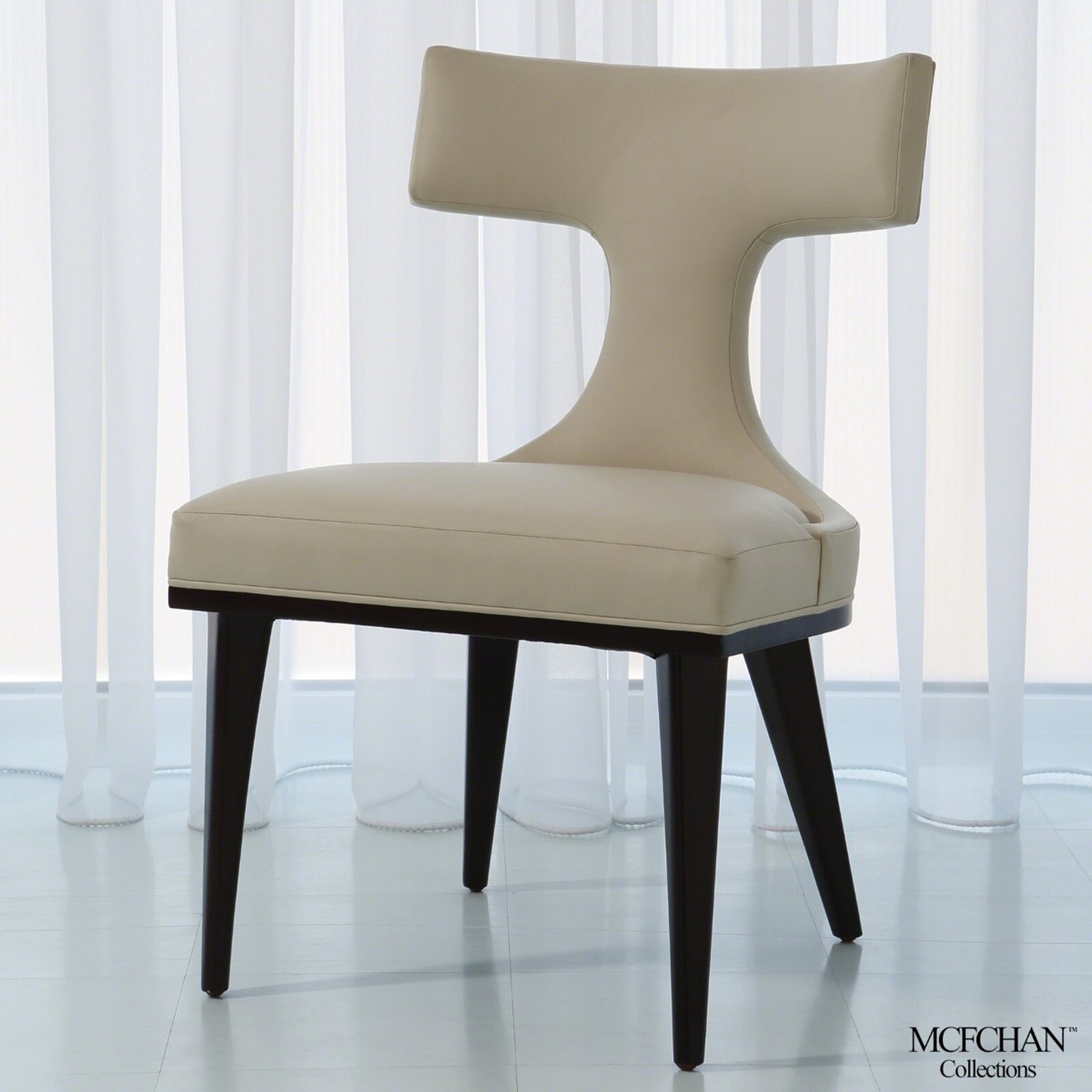 Global Views 34" Anvil Back Ivory Leather Dining Chair