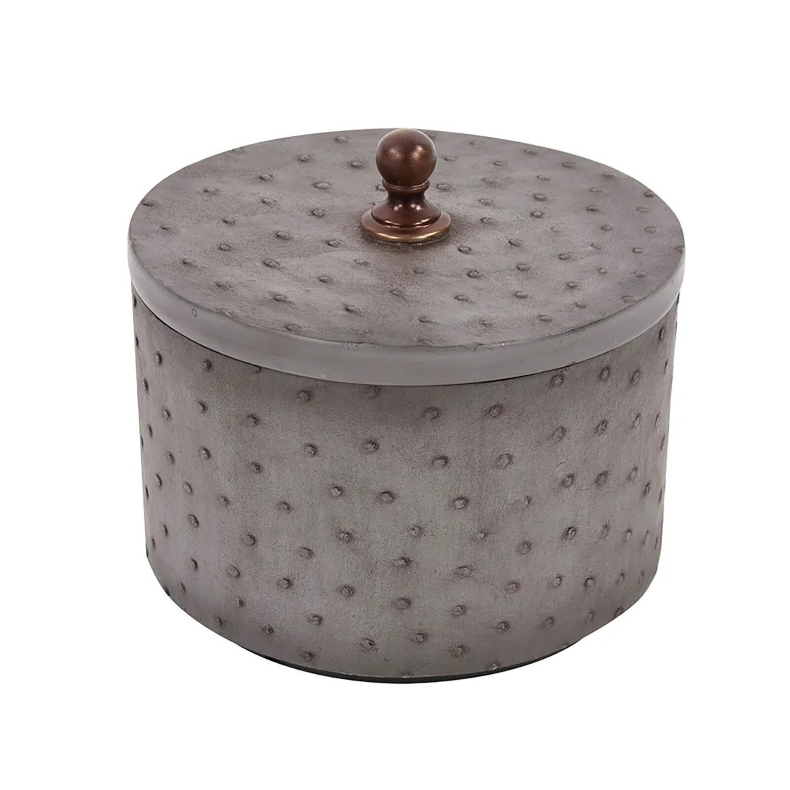 Howard Elliott Medium Round Faux Ostrich Skin Polyresin Decorative Box