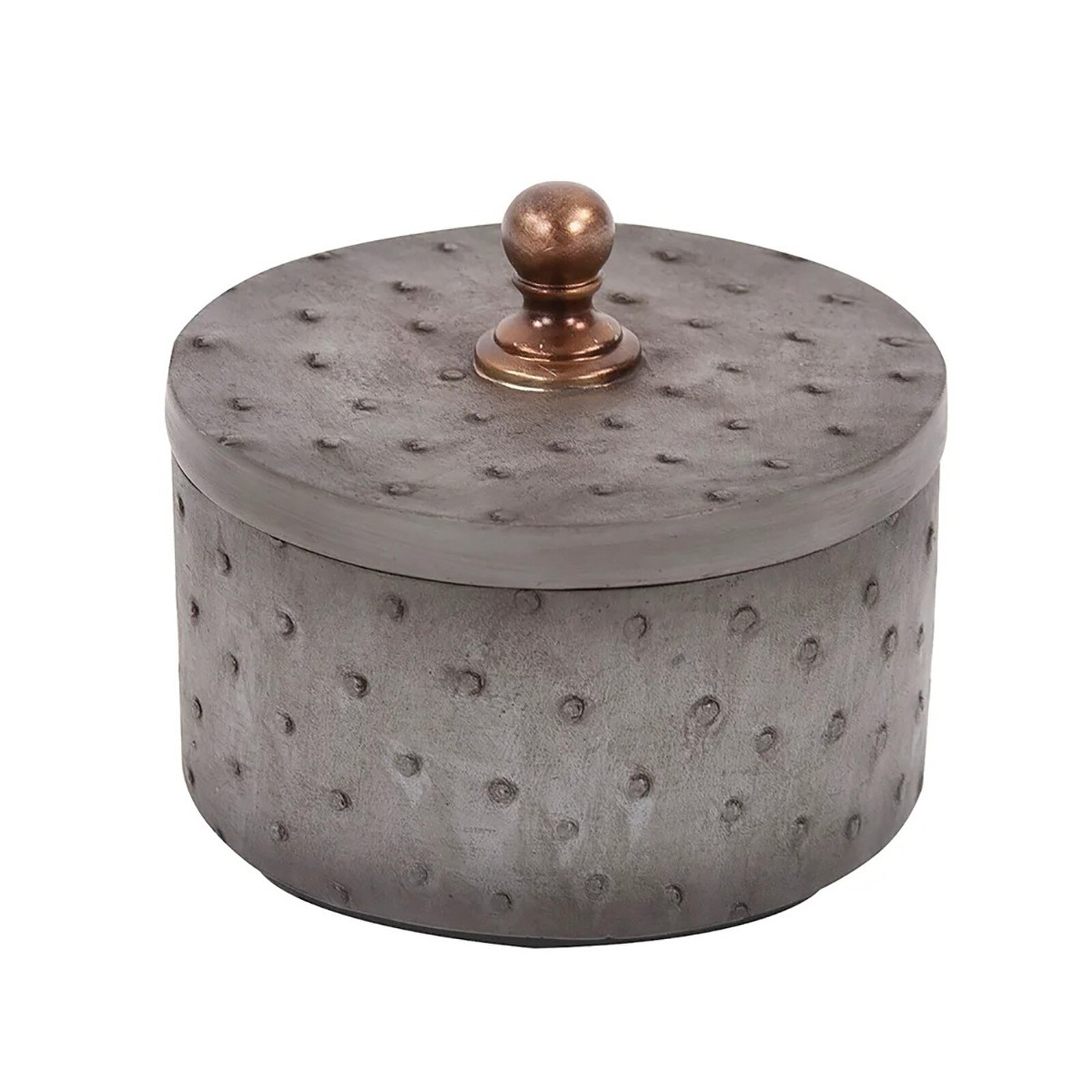 Howard Elliott Small Round Faux Ostrich Skin Polyresin Decorative Box