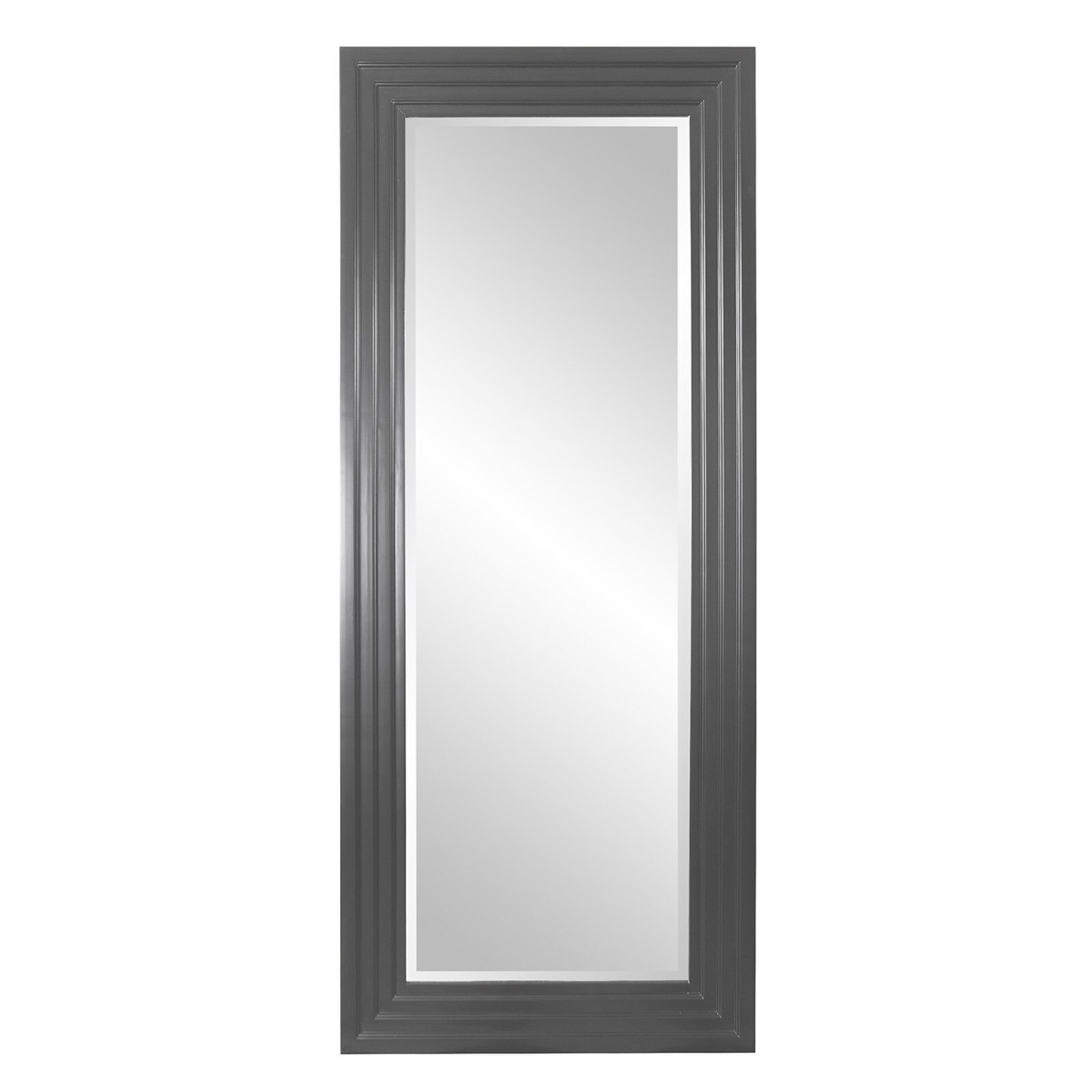Howard Elliott Delano Glossy Charcoal Wood Wall Mirror