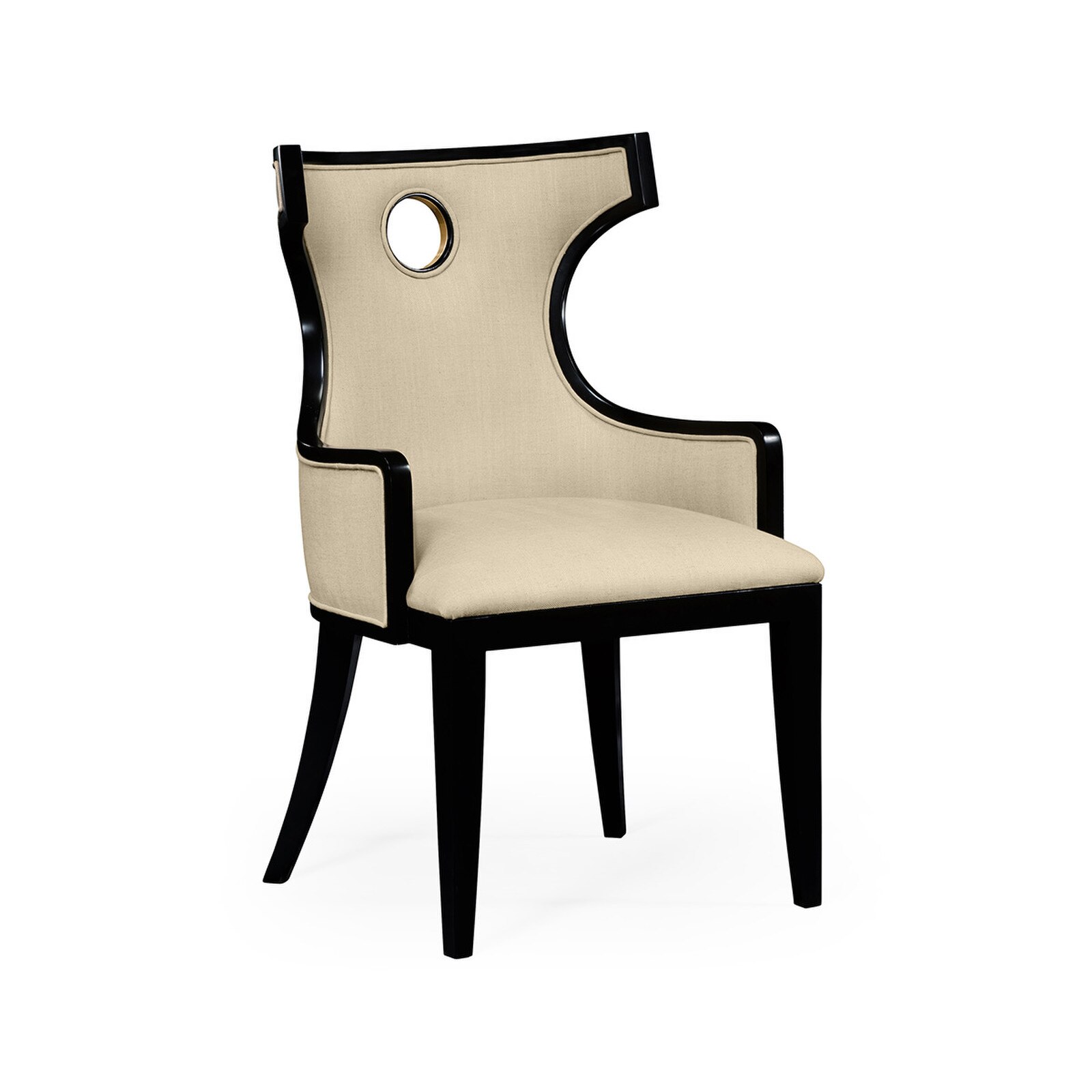 40" Jonathan Charles Greek Revival Biedermeier Black Acacia Arm Dining ...