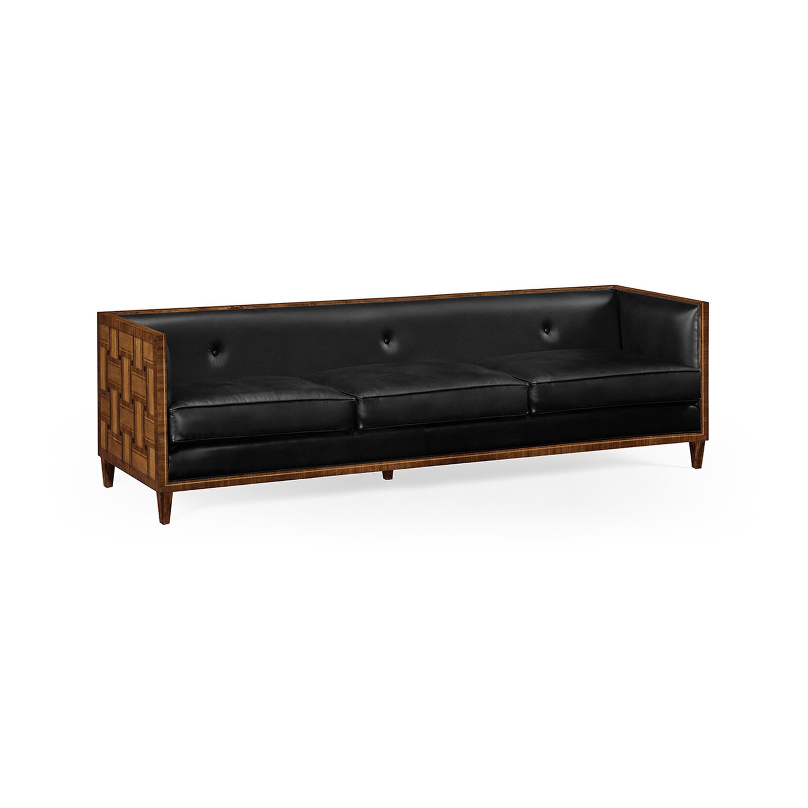 Jonathan Charles 3-Seater Cosmo Acacia Sofa with Upholstered Black ...