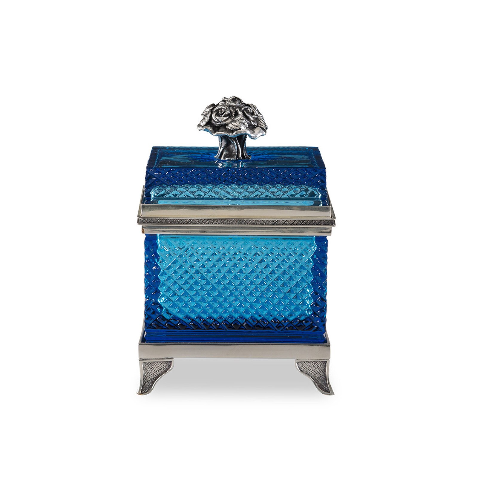 Maitland-Smith Carved Blue Crystal Box