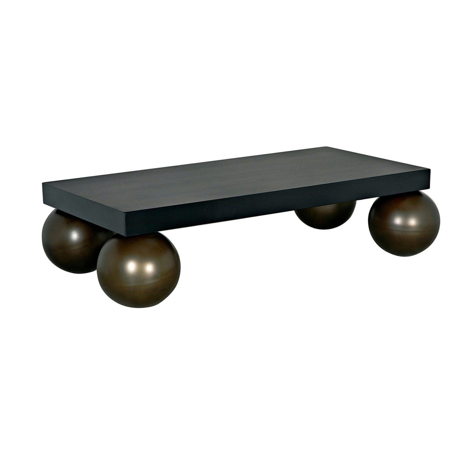 Noir Cosmo Black Metal Coffee Table with Aged Brass Finish Legs