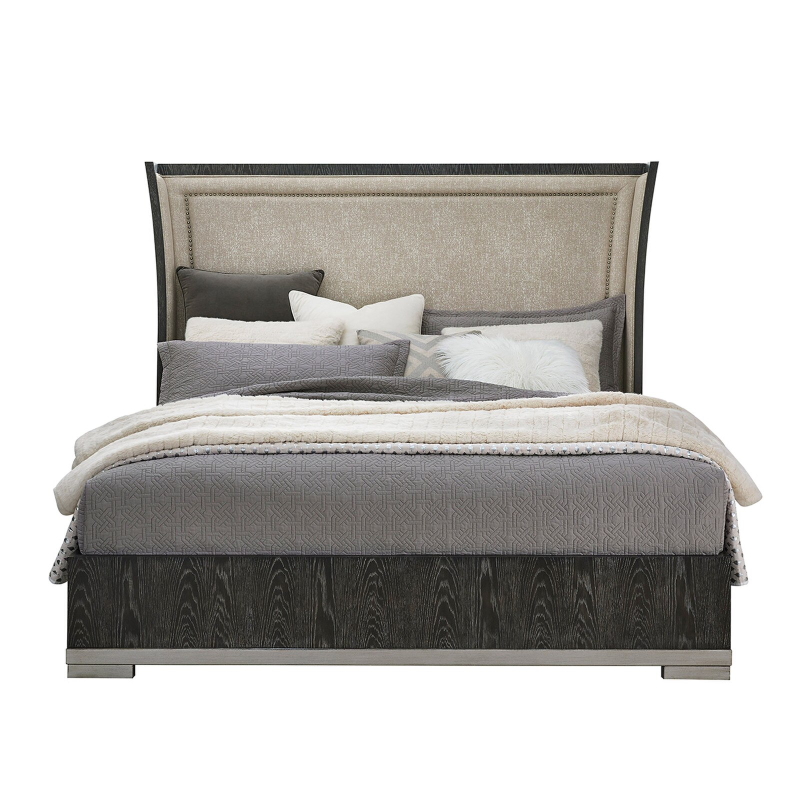 Pulaski Furniture Eve Rubberwood King Size Upholstered Panel Bed
