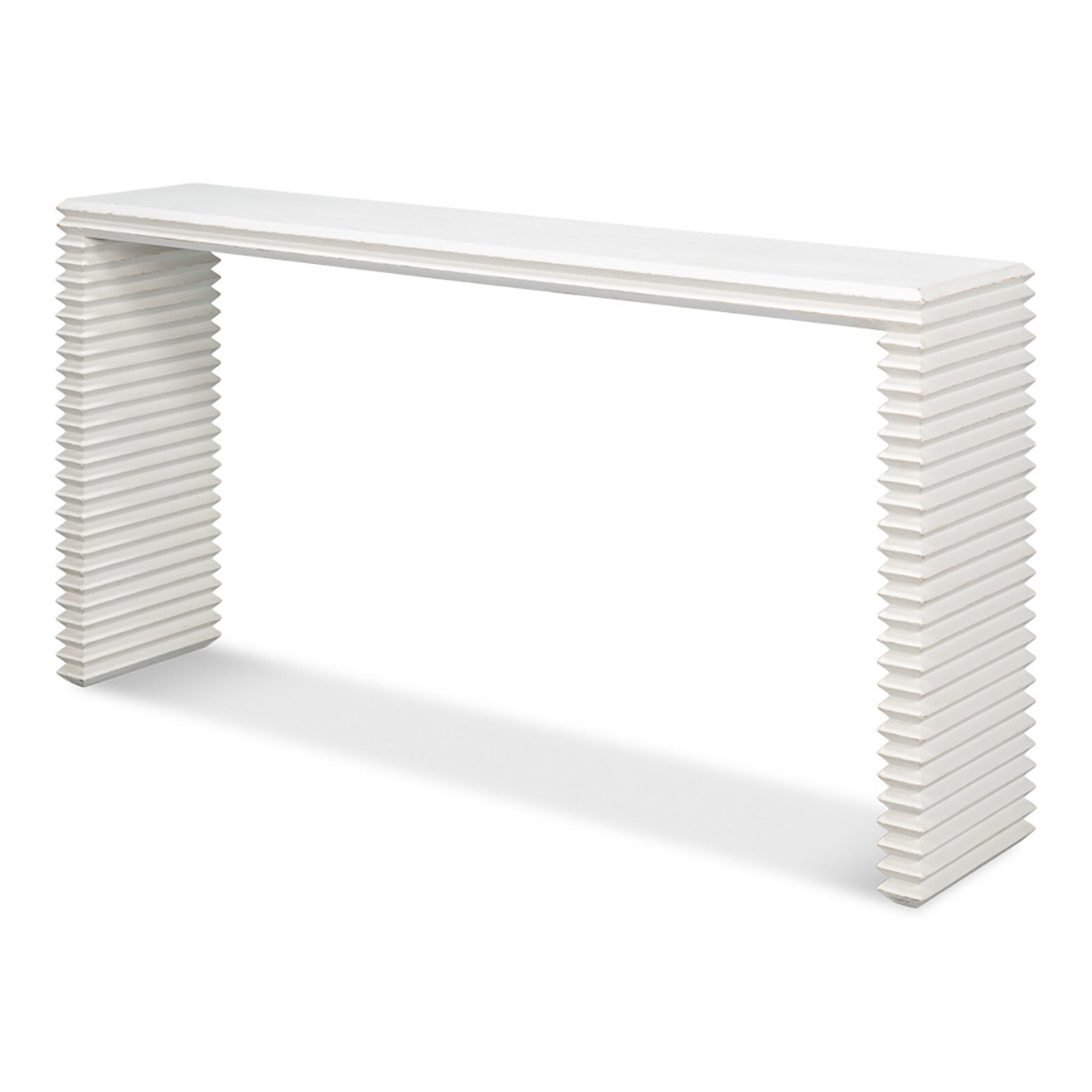 Sarreid 63" Stacked Antique White Reclaimed Pine Console Table