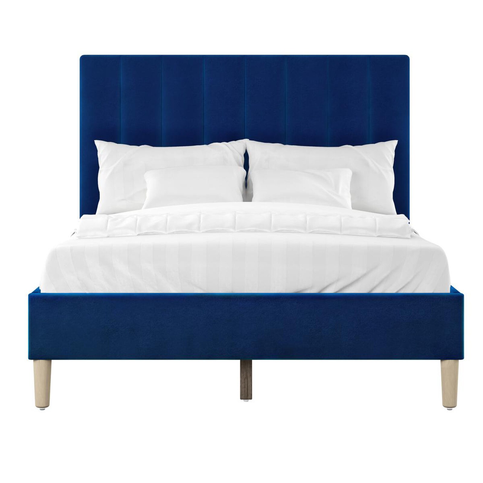Scott Living Lakewood Blue Velvet Rubberwood Full Size Upholstered Bed