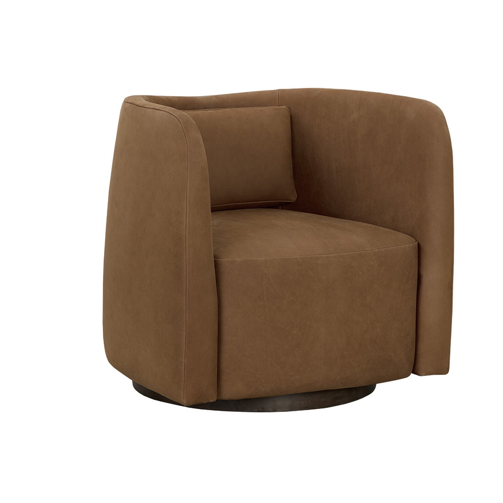 Sunpan 30" Emilie Leather Swivel Lounge Chair - Nubuck Caramel