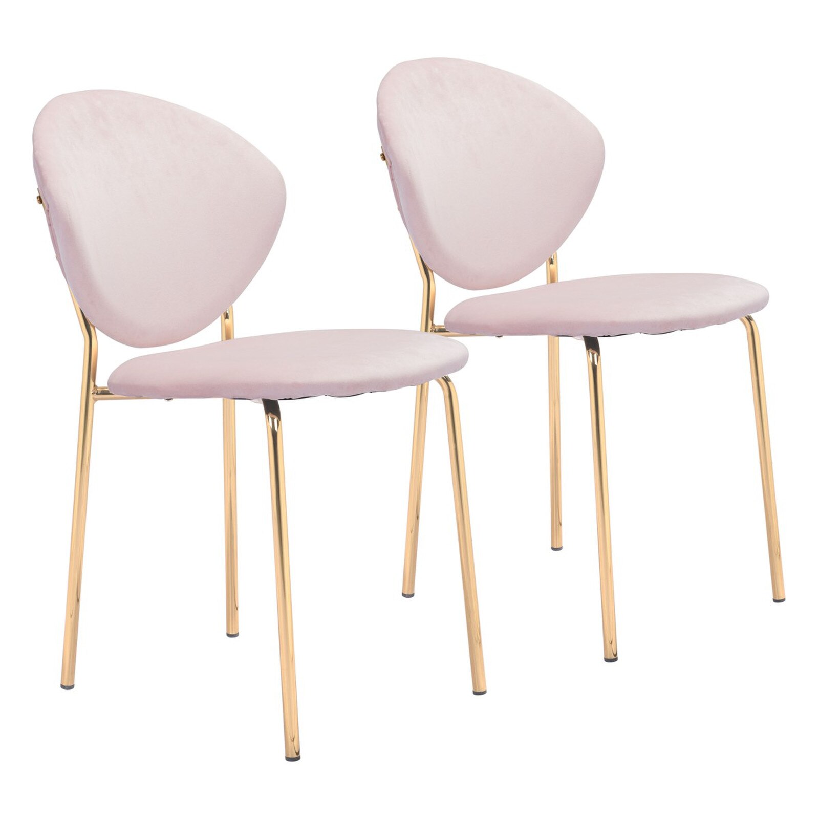 Set of 2 32" Zuo Clyde Steel Dining Chair - Pink and Gold